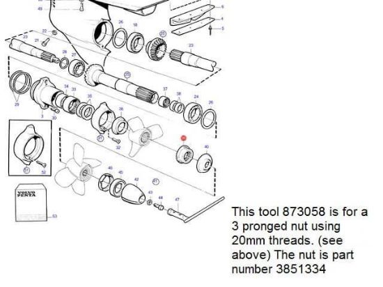 FYB Marine. Volvo Penta DP propeller removal tool, Part Number 873058