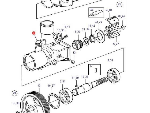 FYB Marine. Volvo Penta D6, Seawater Impeller Pump, Part Number 21380890